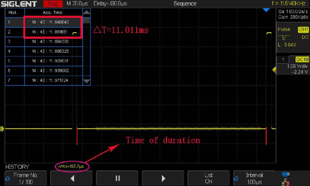 On SIGLENT X series oscilloscopes Sequence and History mode