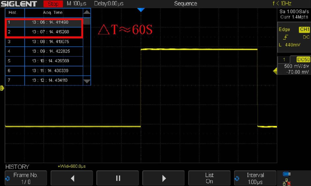 On SIGLENT X series oscilloscopes Sequence and History mode