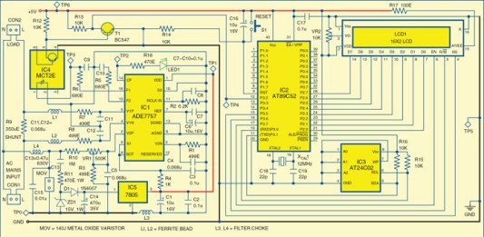 Energy Meter Circuit | Detailed Project with Source Code