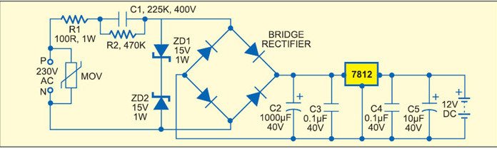 Transformerless Power Supply | with Full Circuit Diagrams