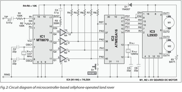 Cellphone Operated Land Rover | Full Circuit Diagram With Explanation