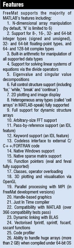 FreeMat: A Free Alternative to MATLAB