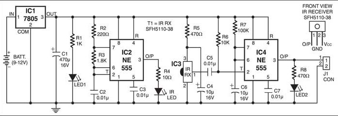 Infrared Proximity Detector Circuit | Detailed Circuit Diagram Available