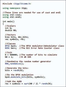 Simulation of Communication Systems using IT++