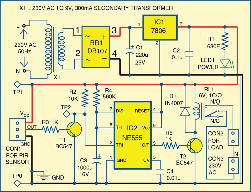 Motion Detector Using NE555 Timer - Electronics For You – Official Site ...