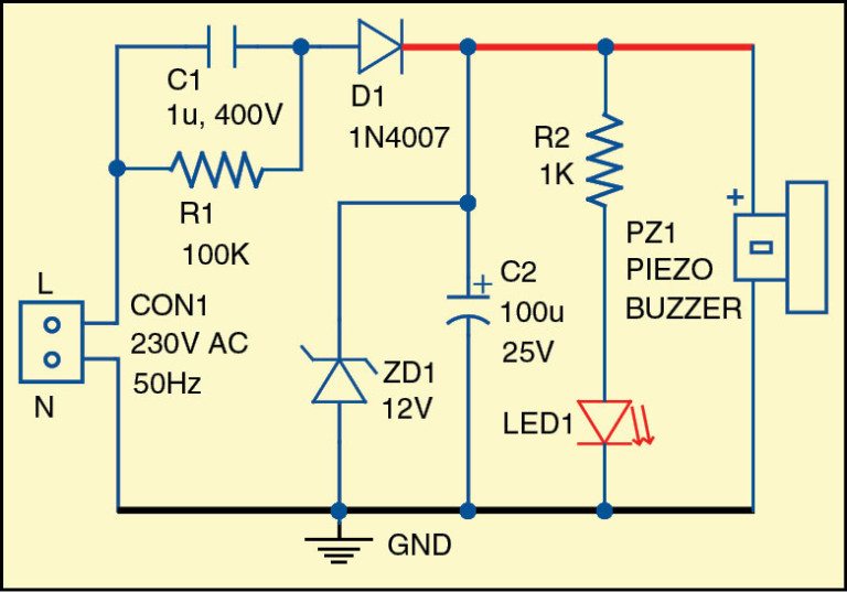Simple Light and Sound Indicator for Mains Power Supply | DIY Project
