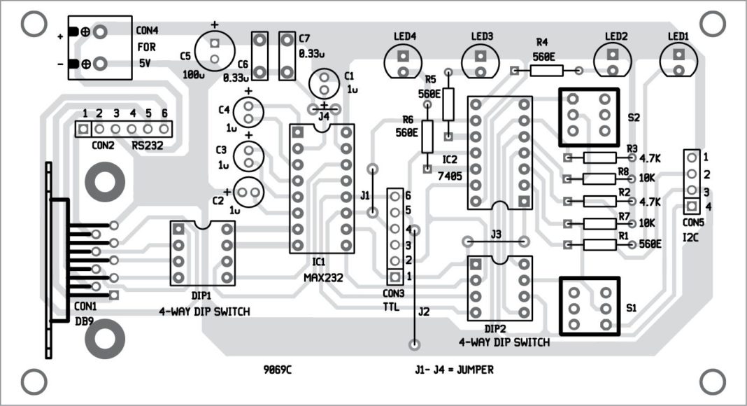 Configurable RS232 To TTL To I2C Adaptor | Full Electronics Project