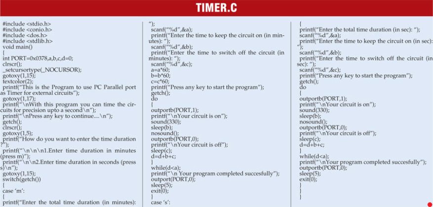 PC Based Timer Project | Full Circuit Diagram with Explanation