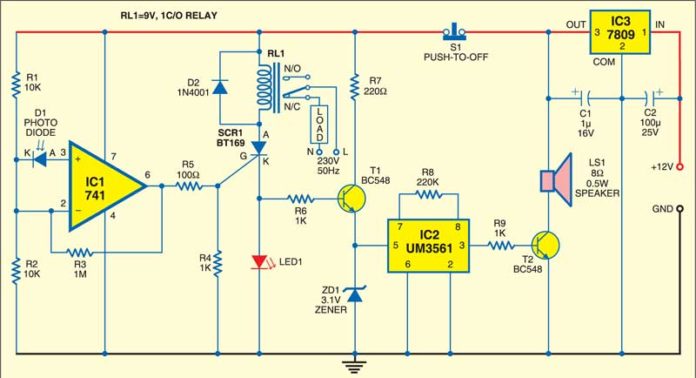 Photodiode Based Fire Detector | Detailed Circuit Diagram Available