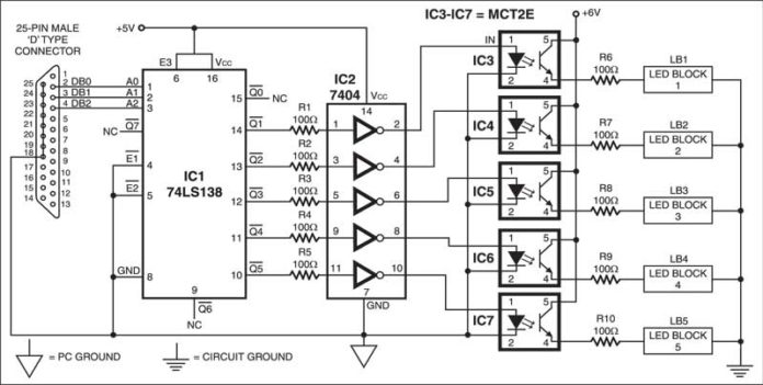 PC Driven LED Display | Detailed Circuit Diagram Available
