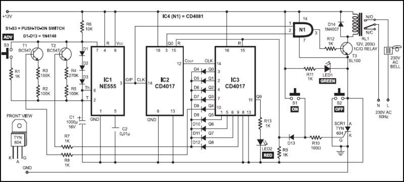 Automatic School Bell | Full Circuit Diagram with Explanation