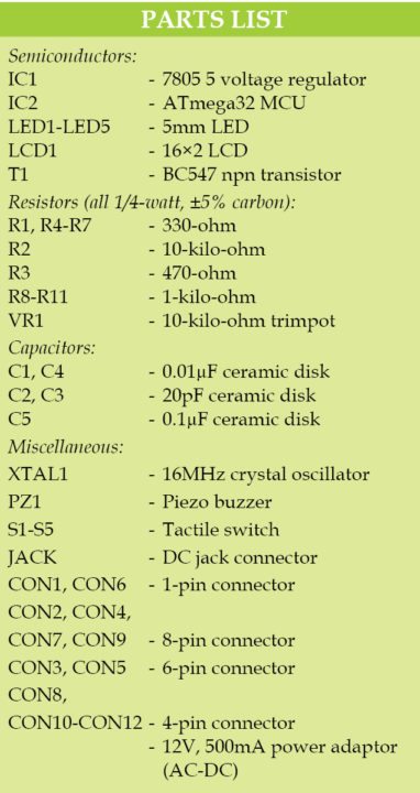 Arduino For Atmega32 Detailed Circuit Diagram Available