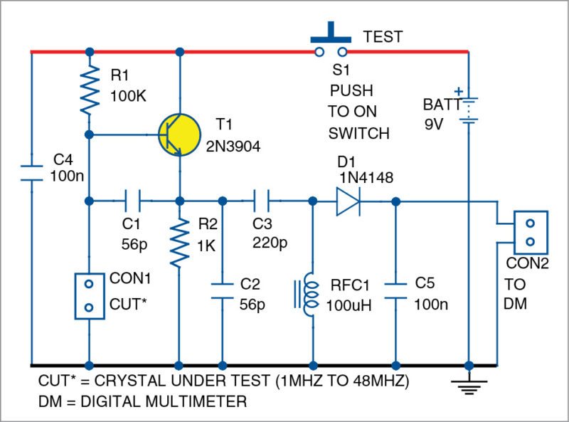 Portable Crystal Tester | Detailed Circuit Diagram Available