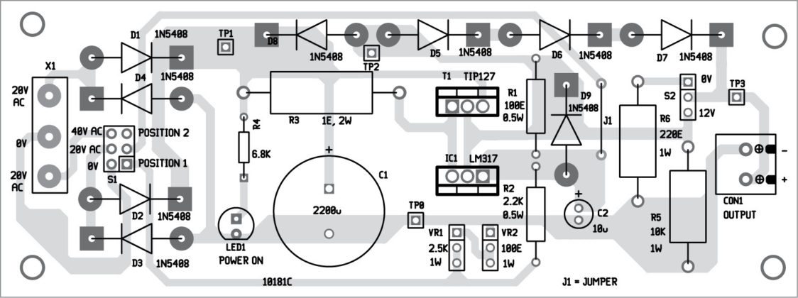 Designing 0-50V Variable Power Supply Using LM317 IC