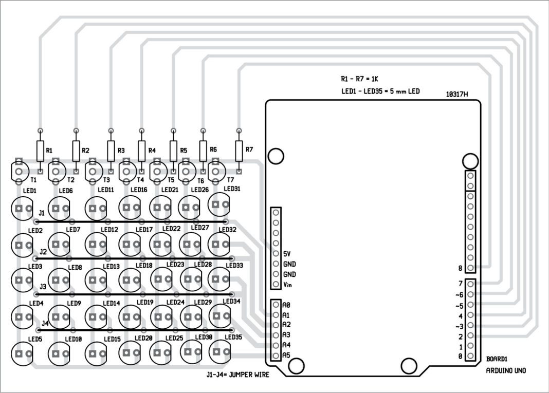 Arduino LED Do It Yourself Electronics Project | 7X5 Matrix