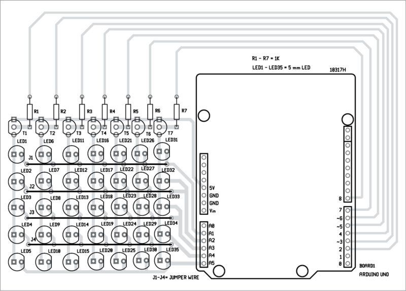 Arduino LED Do It Yourself Electronics Project | 7X5 Matrix