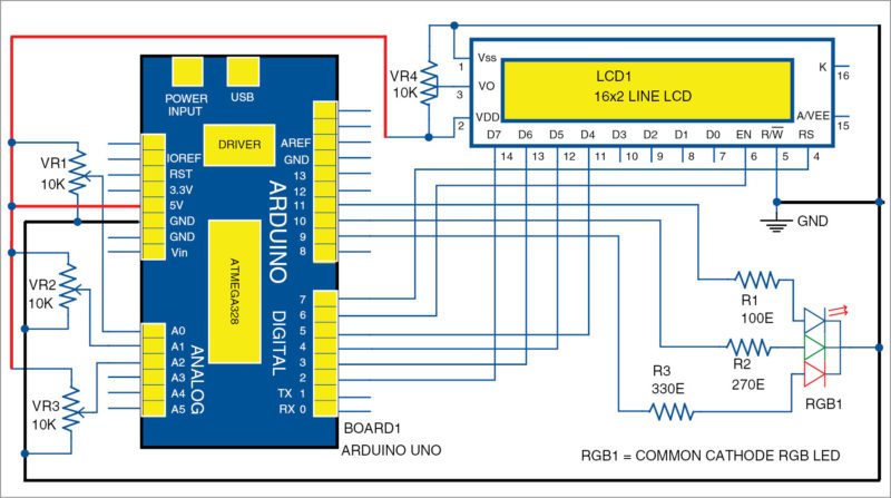 Arduino Based Rgb Colour Code Generator Electronics Project