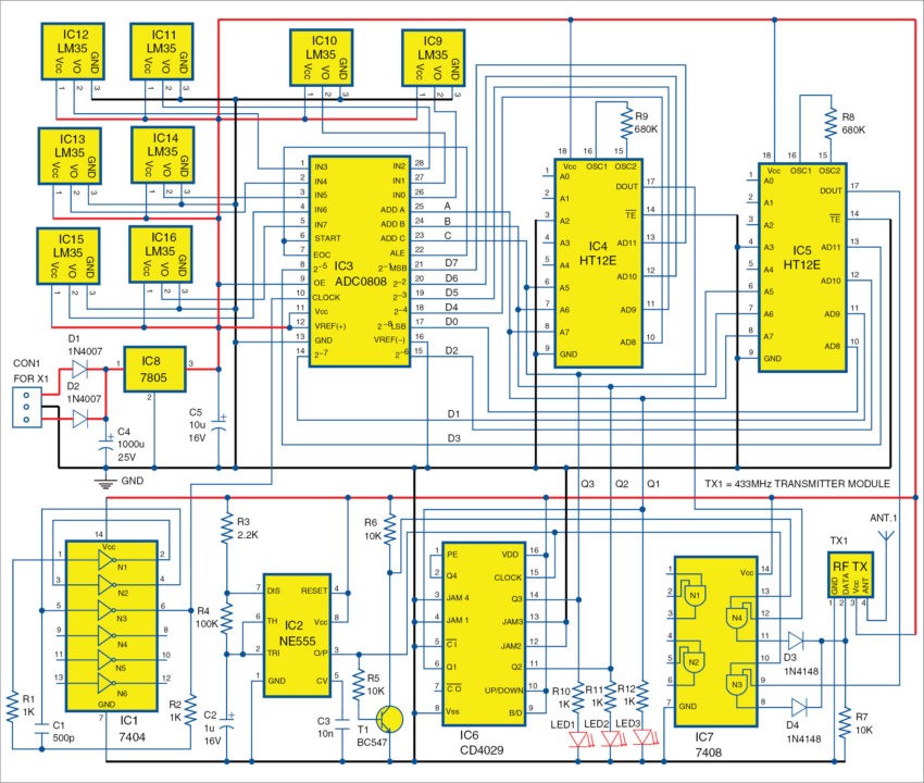 DIY Wireless Digital Thermometer For Multiple Sensors