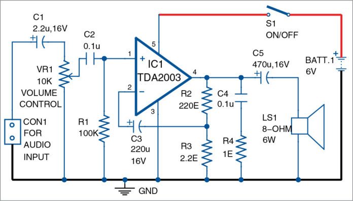3W/6W Audio Amplifier using TDA2003 | Detailed Circuit Available