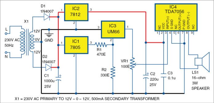 3W audio amplifier using TDA7056 | Full Project with Circuit Diagram