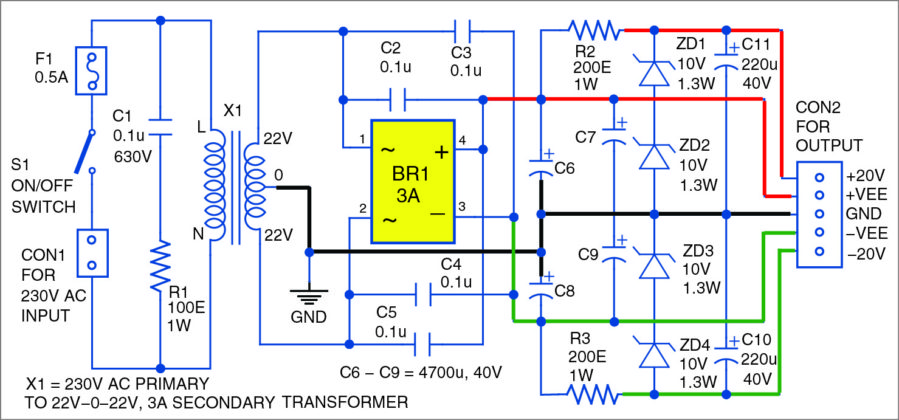 30W Audio Amplifier Using NE5534 & Darlington Transistors