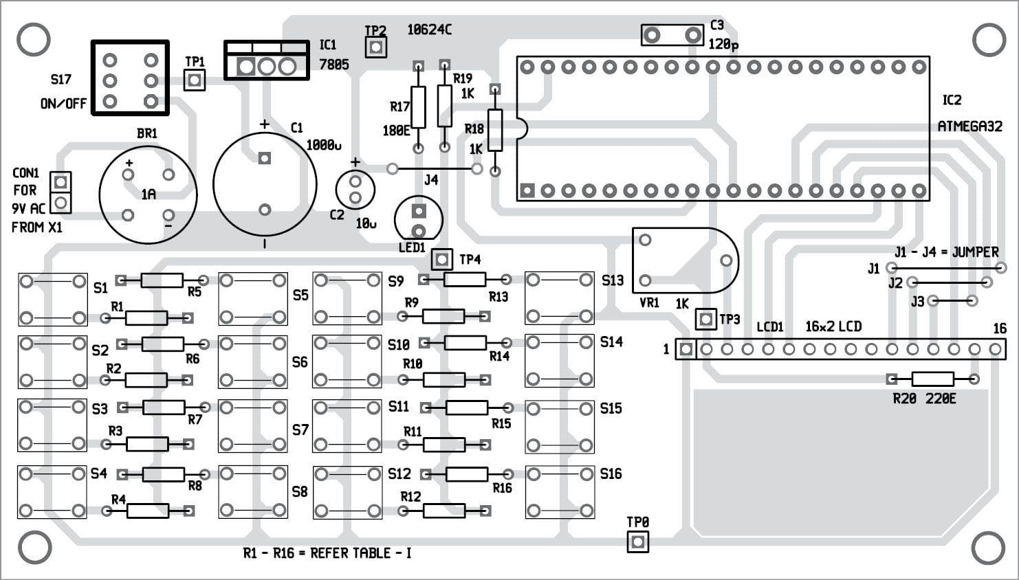 Single-wire 4x4 matrix keypad using AVR | Full Electronics Project