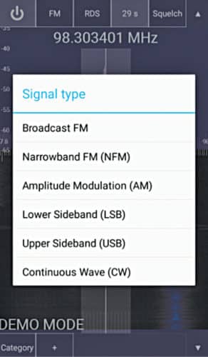 Software Defined Radio with Android Smartphones