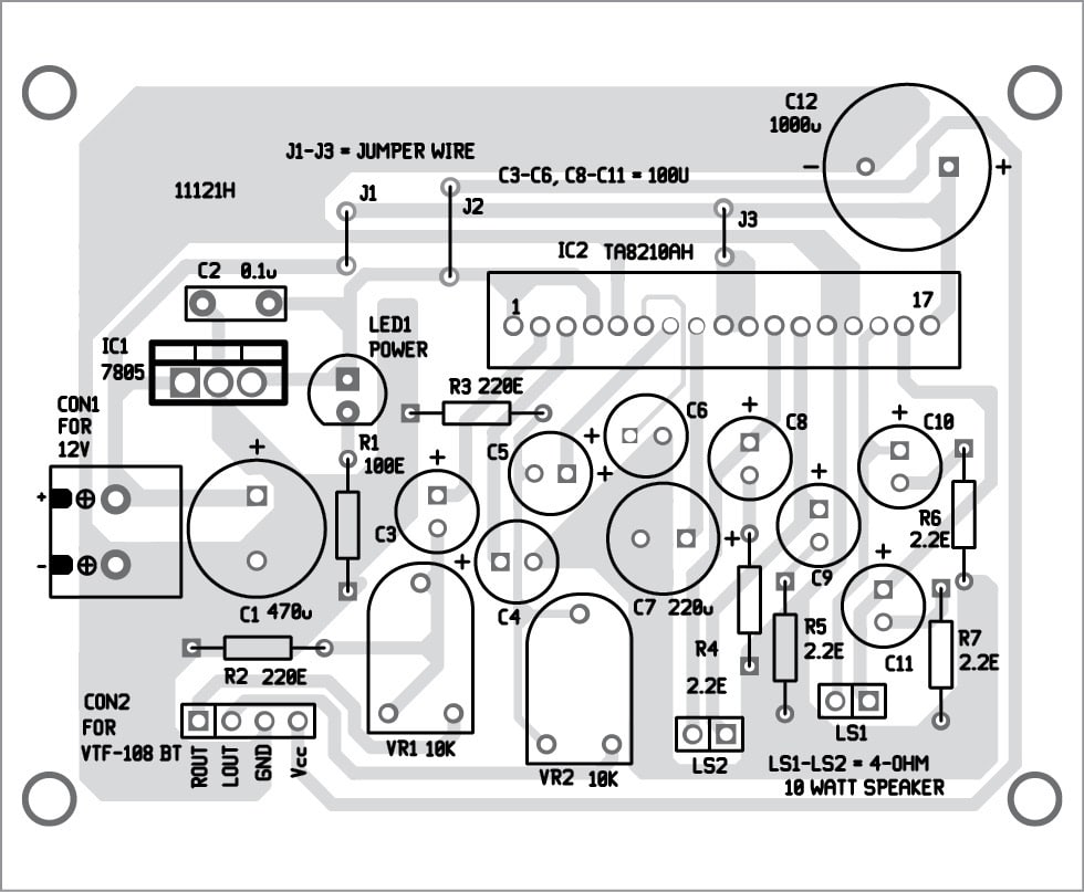 Two-Channel Wireless Audio Amplifier Using Bluetooth & TA8210AH