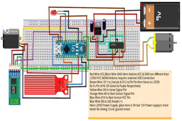 Arduino Nano Based Automatic Wiper & Car Security System
