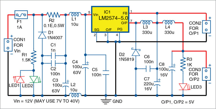 Low-Noise 5V DC Converter Using LM2574 - Electronics For You – Official ...