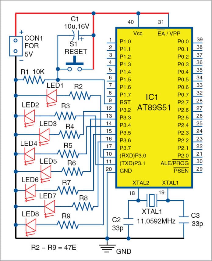Microcontroller-Based LED Lights Pattern Generator | Mini Project