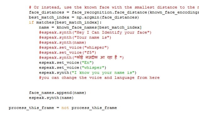 Facial Recognition Smart Glasses For Visually Challenged Person