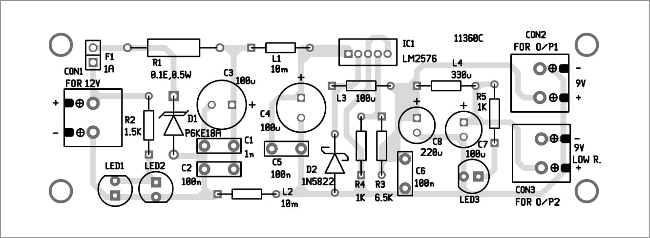 12V DC To 9V DC Converter Using LM2576 | Full Electronics Project