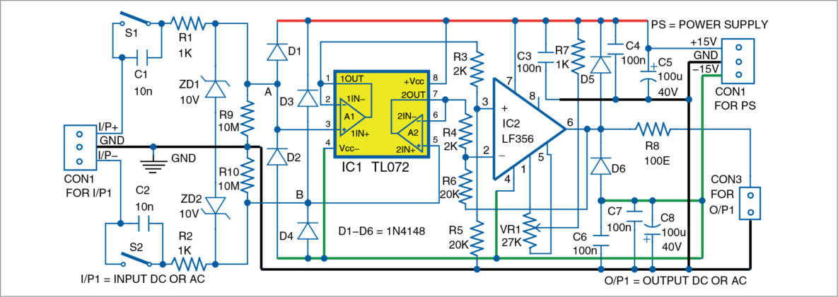 High Impedance Differential Probe For Oscilloscopes & Multimeters