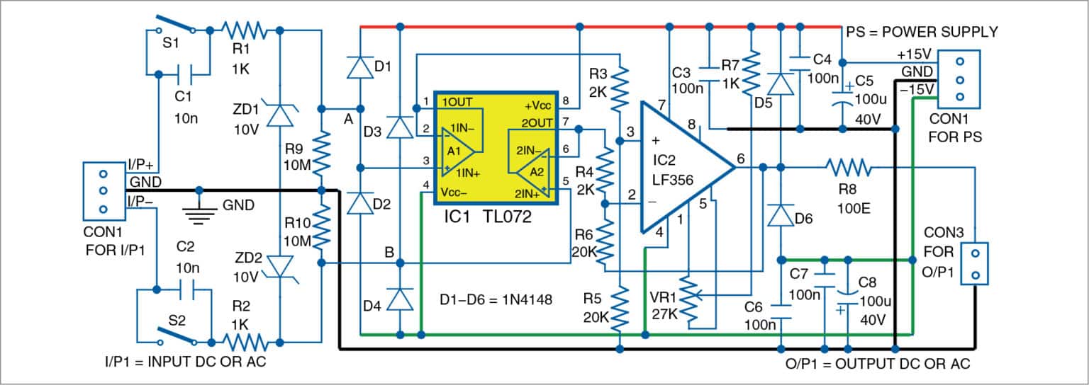 High Impedance Differential Probe For Oscilloscopes & Multimeters