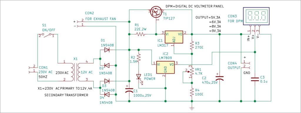 Variable Power Supply For Up To 3A Current | Full Electronics Project