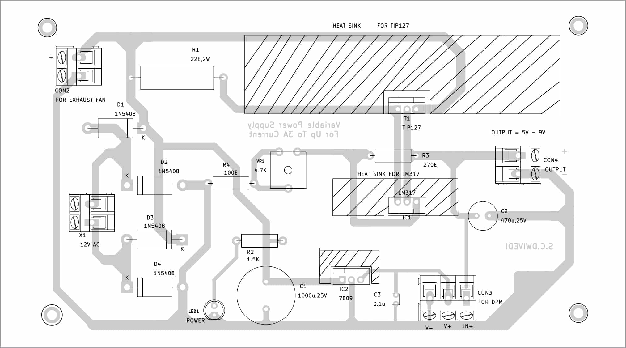 Variable Power Supply For Up To 3A Current | Full Electronics Project