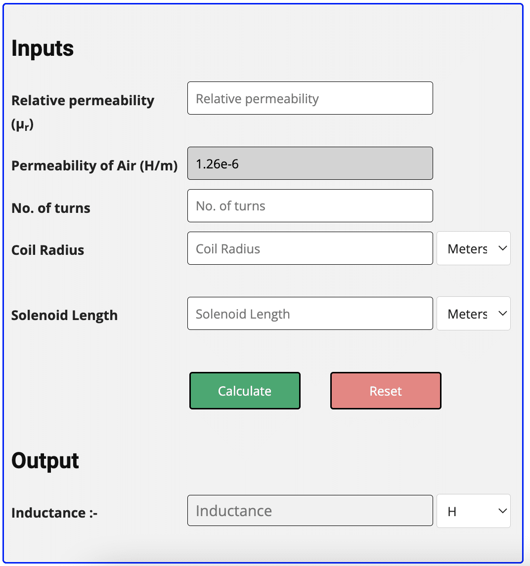 Free Online Coil Inductance Calculator