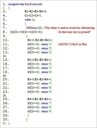 Matrix Keypad Embedded-C Driver For A Microcontroller