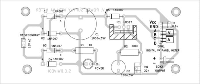 Power Supply With Digital Volt-Amp Panel Meter