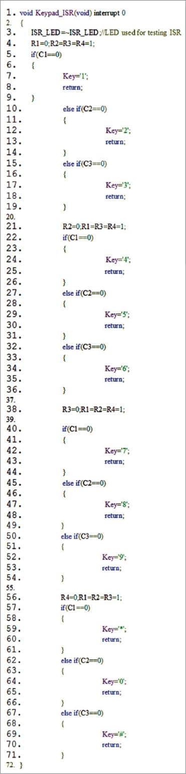 Matrix Keypad Embedded-C Driver For A Microcontroller