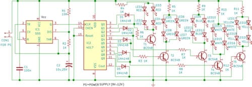 Multiple LED Flasher Circuit using 555 Timer | Electronics Projects