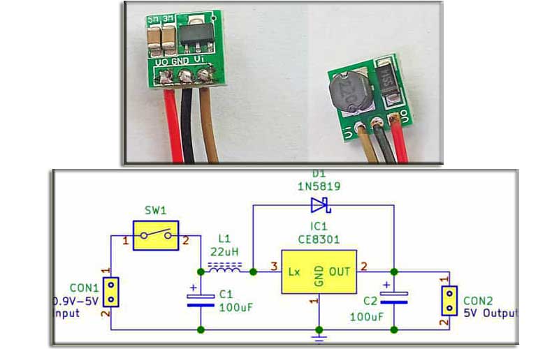 5V Boost Converter Circuit to Generate 5V from Single Cells