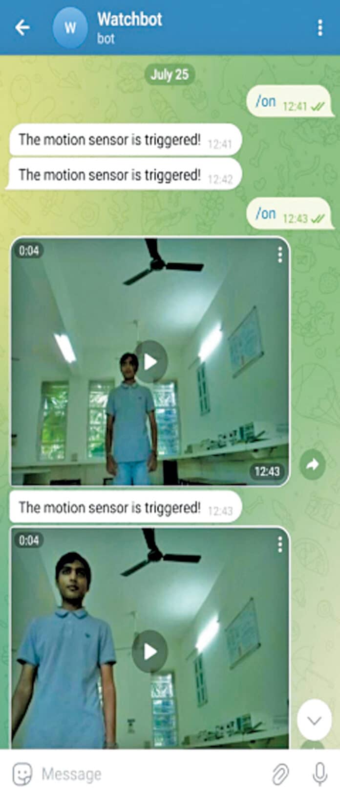 Intrusion Detection Using Raspberry Pi and Video Storage using Telegram BoT