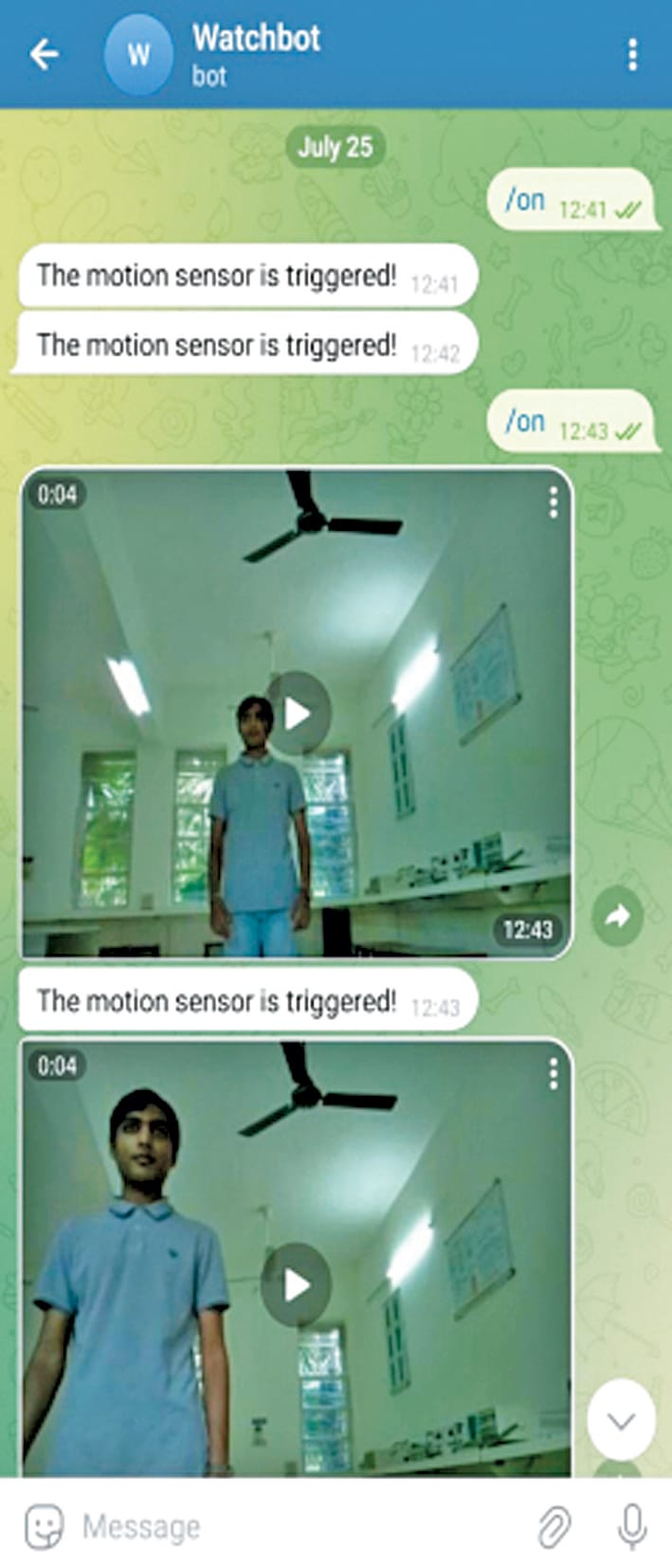 Intrusion Detection Using Raspberry Pi and Video Storage using Telegram BoT