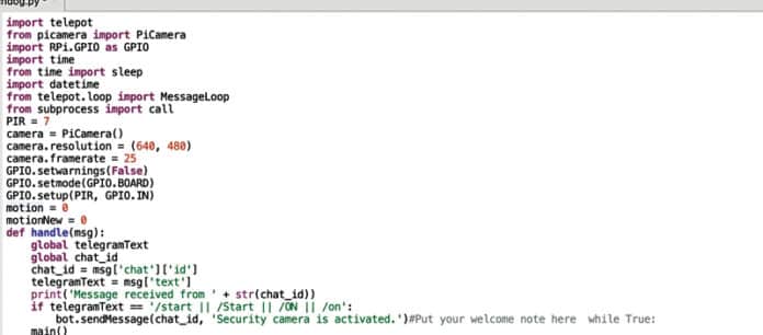 Intrusion Detection Using Raspberry Pi and Video Storage using Telegram BoT