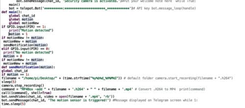 Intrusion Detection Using Raspberry Pi and Video Storage using Telegram BoT