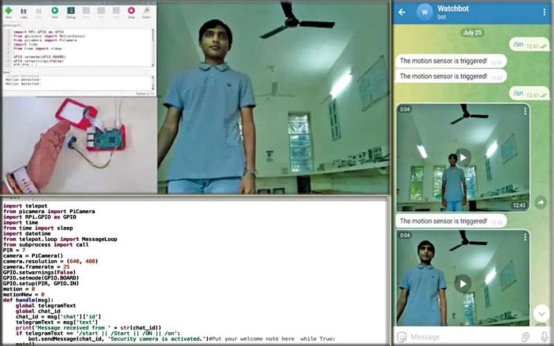 Intrusion Detection Using Raspberry Pi and Video Storage using Telegram BoT