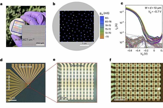 High Density Vertical Organic Electrochemical Transistor Arrays