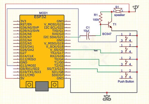 DIY Electronic Digital Piano with ESP32 - Code and Circuit